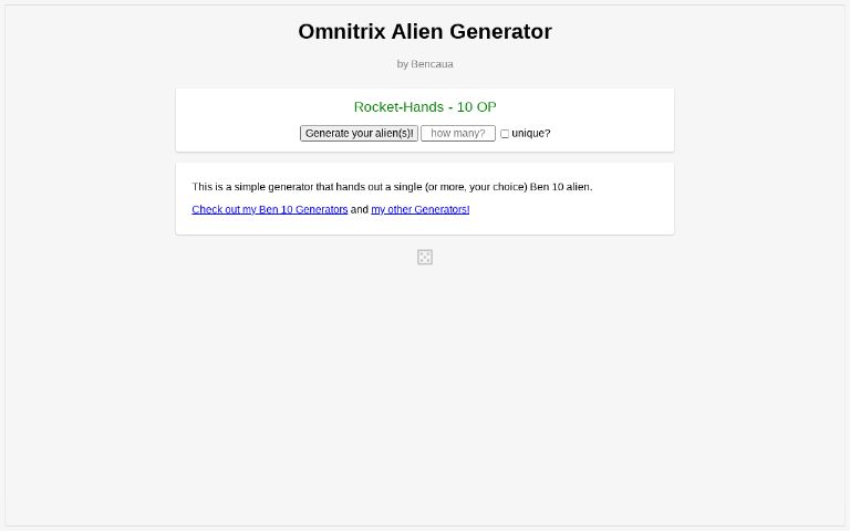 Omnitrix Alien Generator