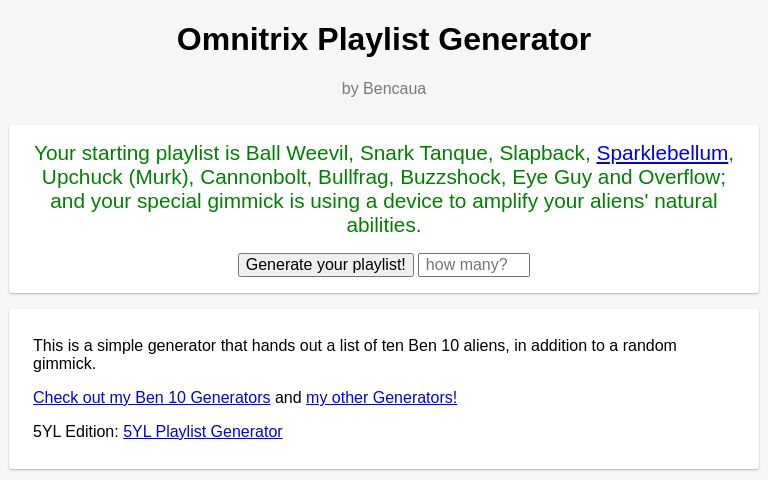 Omnitrix Playlist Generator