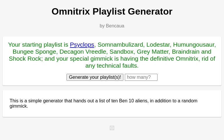 Omnitrix Playlist Generator