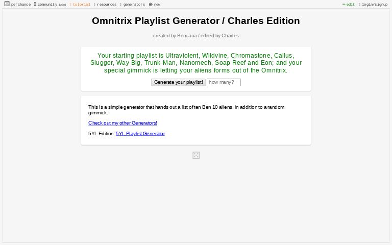 Omnitrix Playlist Generator Charles Edition