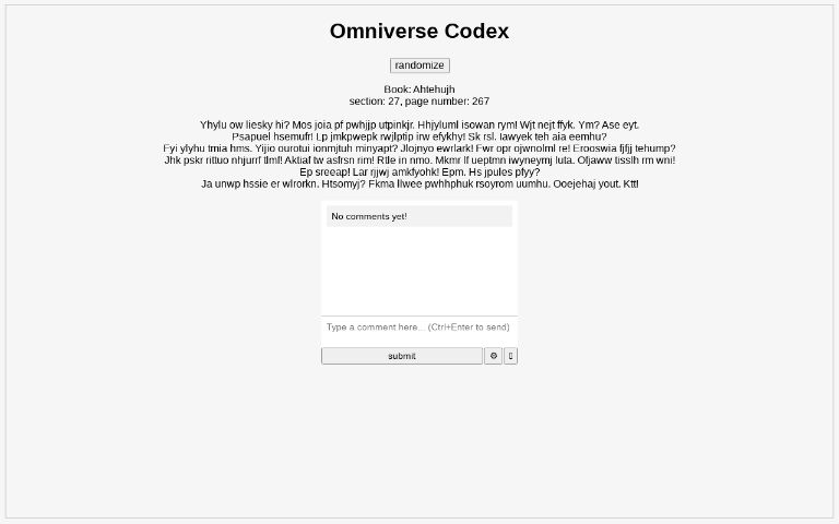 Omniverse Codex ― Perchance Generator