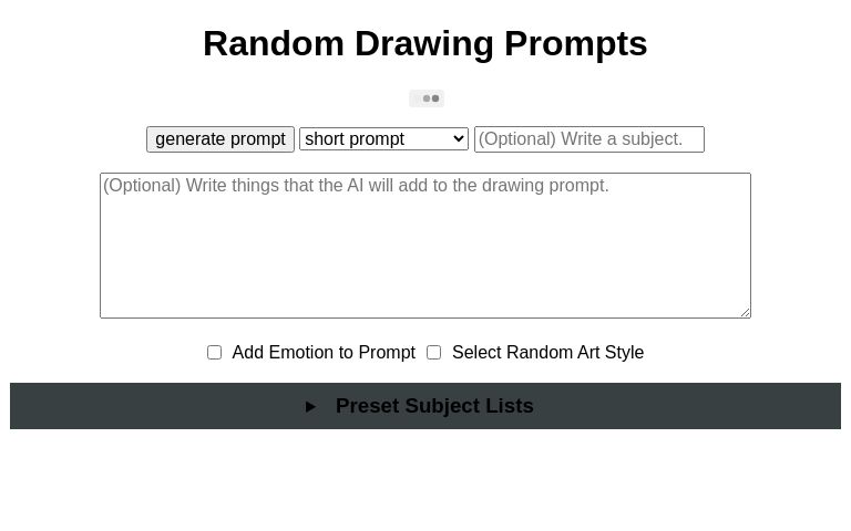 Random Drawing Prompts ― Perchance Generator