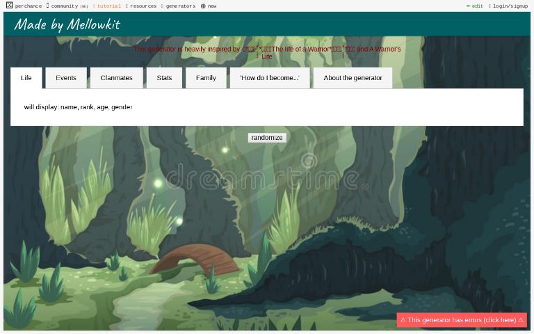 Mellow's Detailed Warrior Cat Life ― Perchance Generator