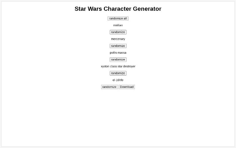 Star Wars Character Generator