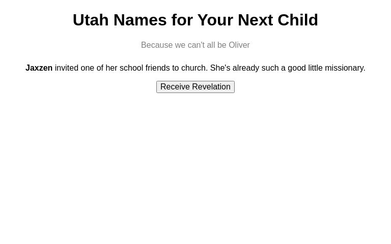 Utah Names for Your Next Child ― Perchance Generator
