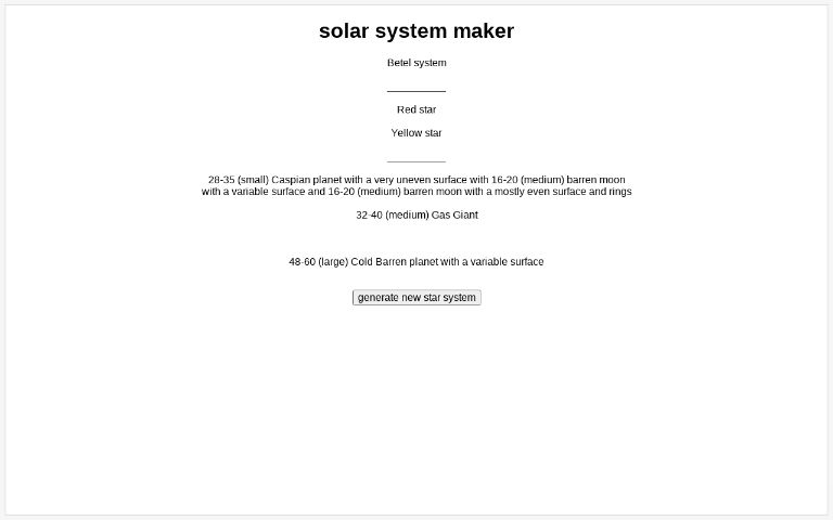 solar system maker ― Perchance Generator
