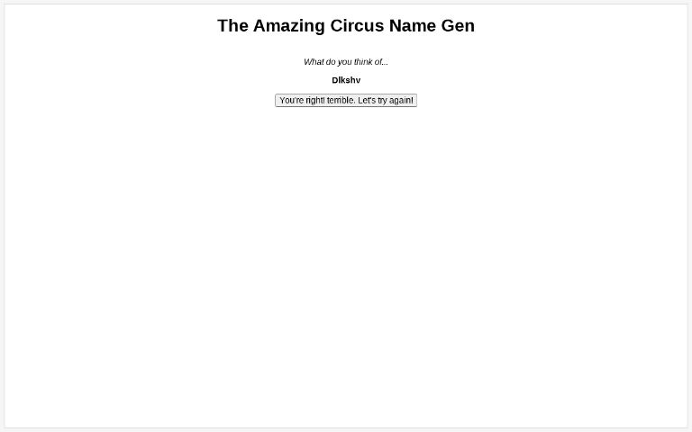 The Amazing Circus Name Gen ― Perchance Generator