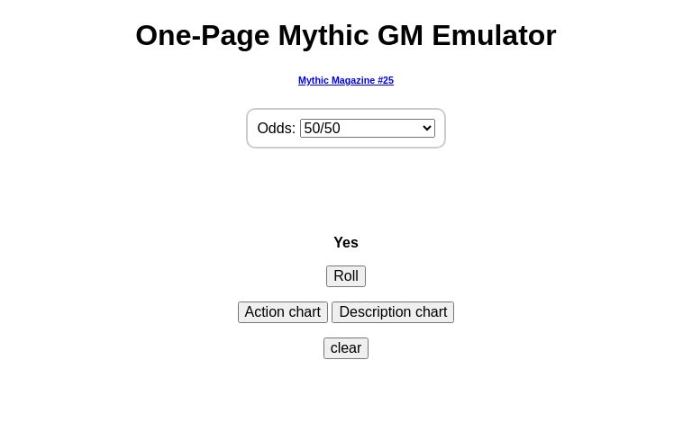 One-Page Mythic GM Emulator ― Perchance Generator