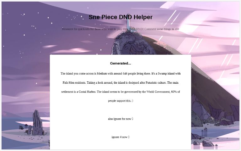 One Piece DND Helper! ― Perchance Generator