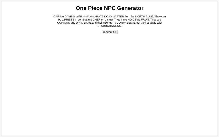 One Piece NPC Generator