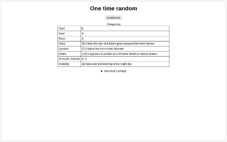 One time random ― Perchance Generator