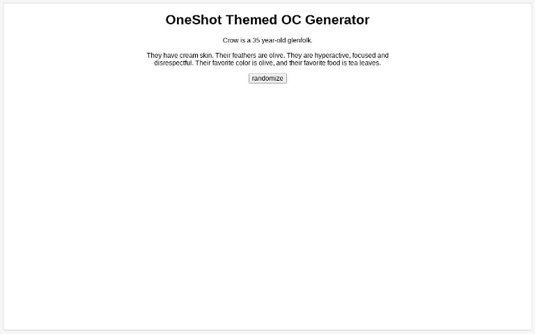 OneShot Themed OC Generator