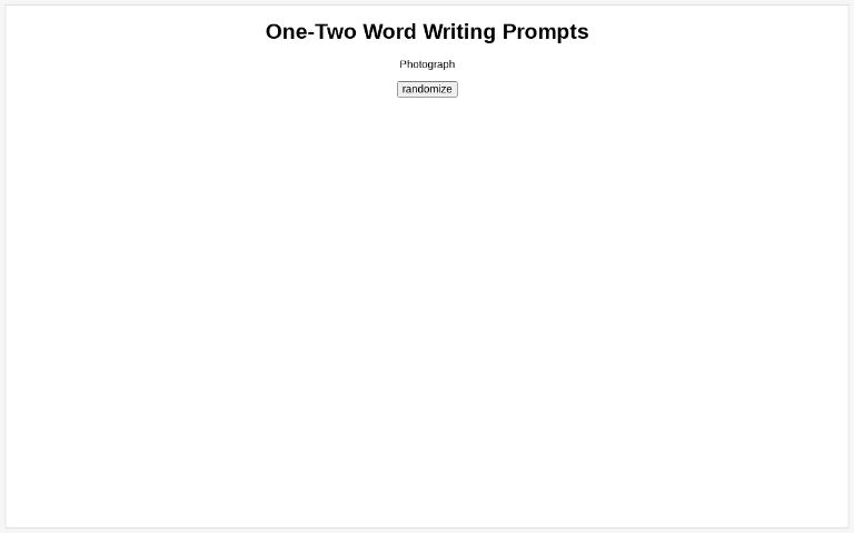 One-Two Word Writing Prompts ― Perchance Generator