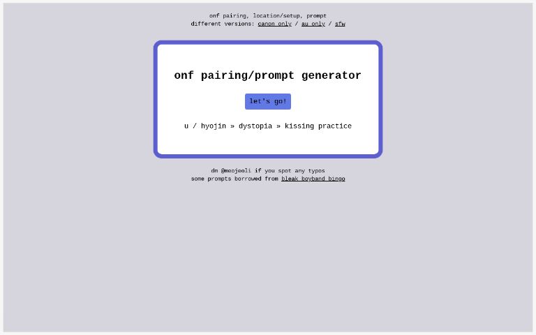 onf pairing/prompt generator