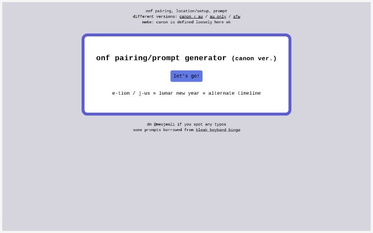 onf pairing/prompt generator (canon ver.)