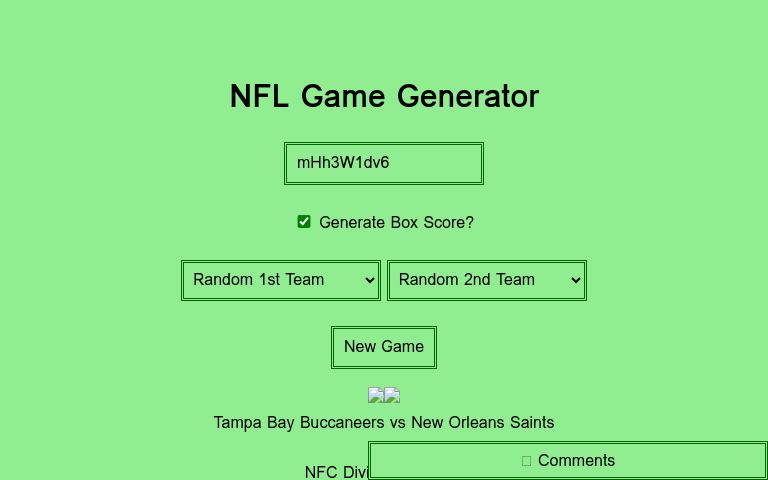 NFL Game Generator