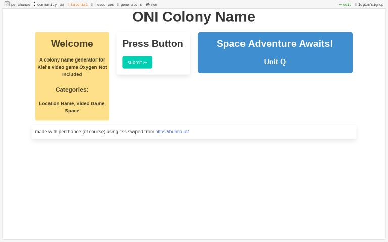 ONI Colony Name ― Perchance Generator