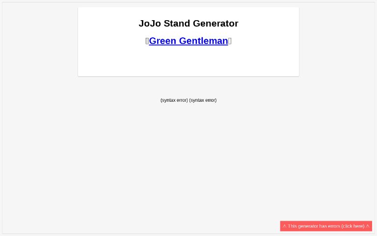 JoJo Stand Generator ― Perchance