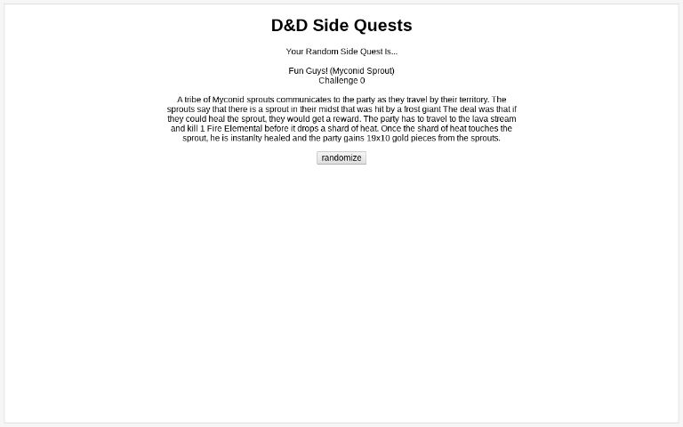 D&D Side Quests ― Perchance Generator