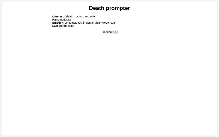 Death prompter ― Perchance Generator