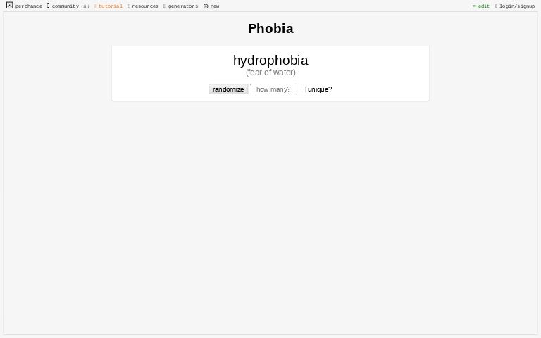 Phobia ― Perchance Generator