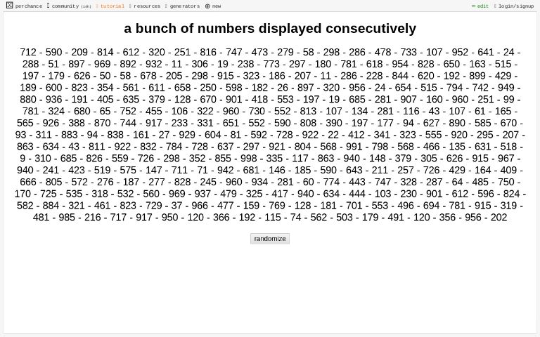 a bunch of numbers displayed consecutively ― Perchance Generator