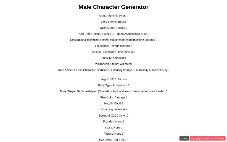 Male Character Generator