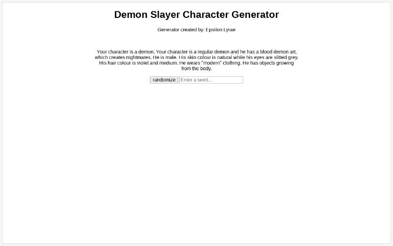 Demon Slayer Character Generator