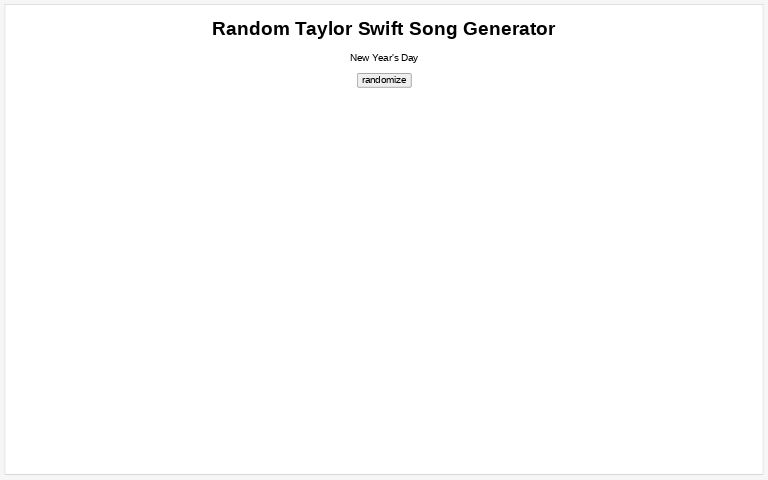 Random Taylor Swift Song Generator
