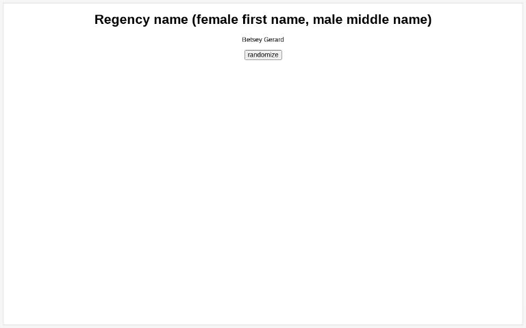 Regency name (female first name, male middle name) ― Perchance Generator