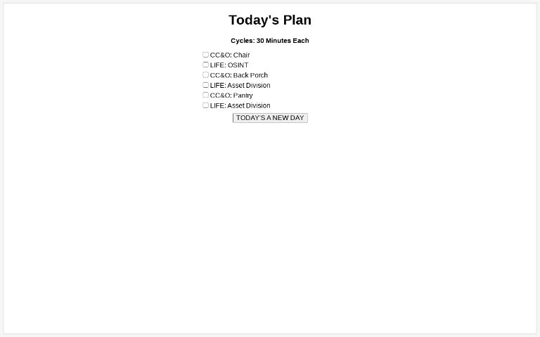 Today's Plan ― Perchance Generator