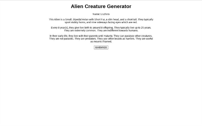 Alien Creature Generator