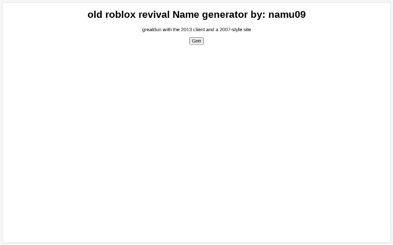 old roblox revival Name generator by: namu09