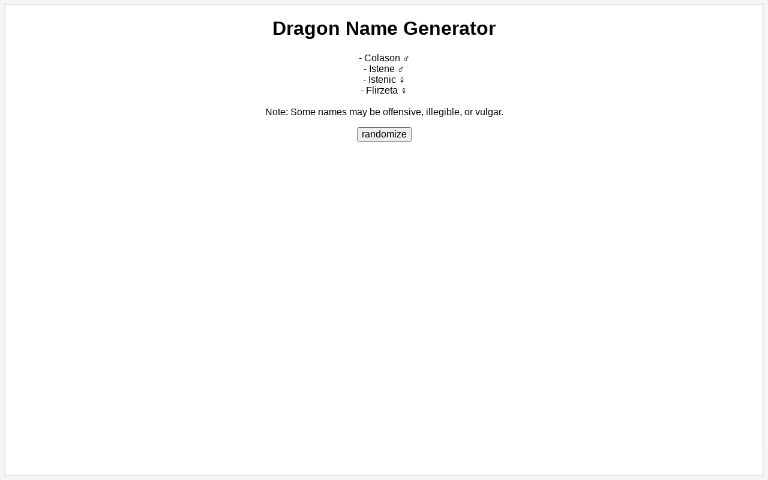Dragon Name Generator