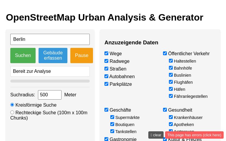 OpenStreetMap Urban Analysis & Generator
