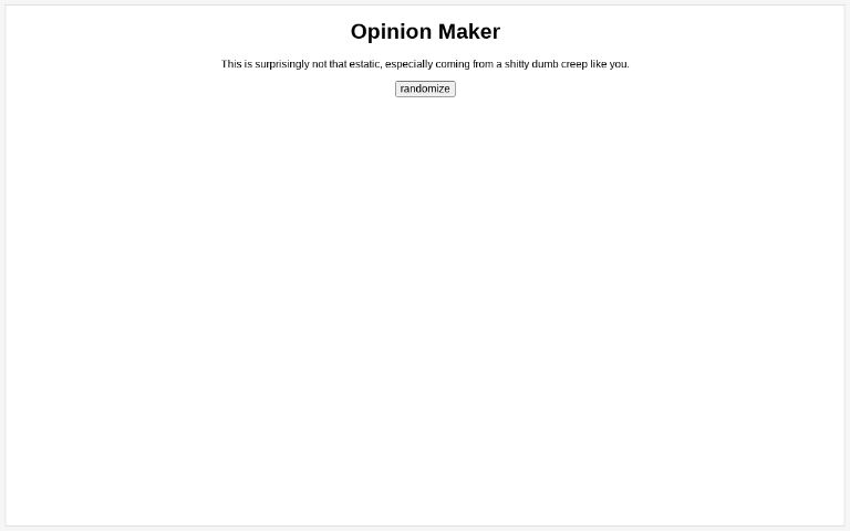 Opinion Maker ― Perchance Generator