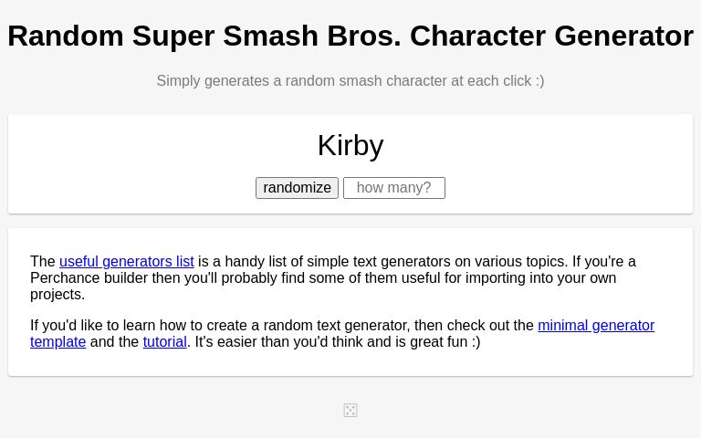 Random Super Smash Bros. Character Generator