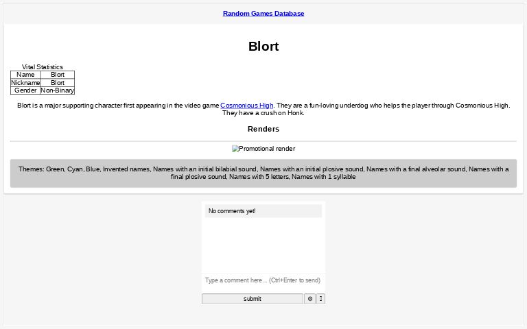 Blort - Random Games Database ― Perchance Generator
