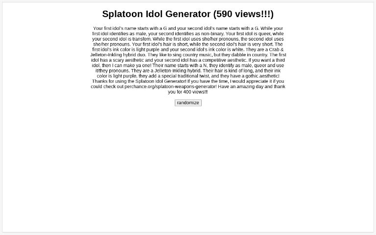 Splatoon Idol Generator (590 views!!!)