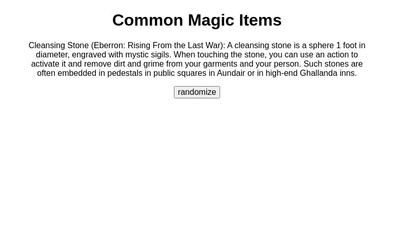 Common Magic Items ― Perchance Generator