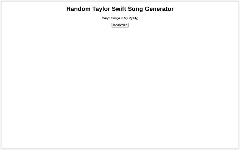 Random Taylor Swift Song Generator