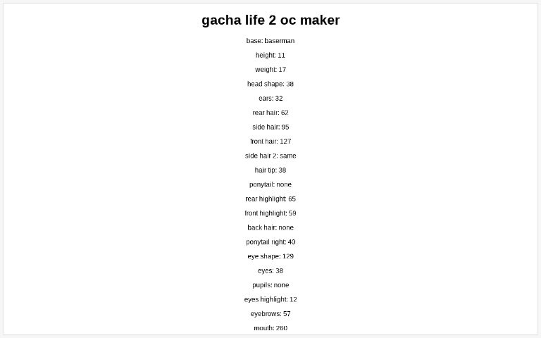 gacha life 2 oc maker ― Perchance Generator