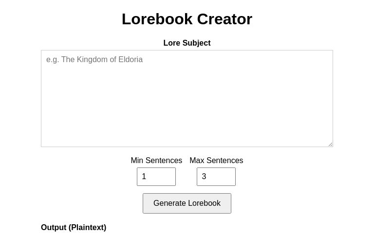 Lorebook Creator ― Perchance Generator