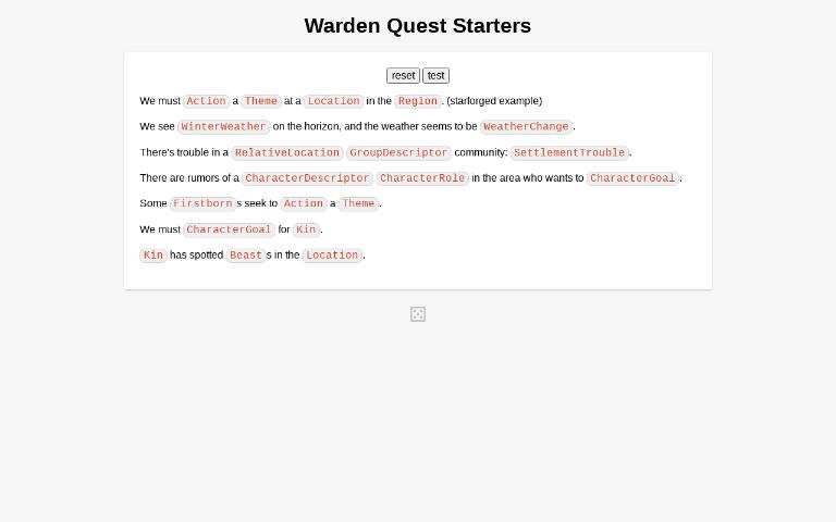 Warden Quest Starters ― Perchance Generator