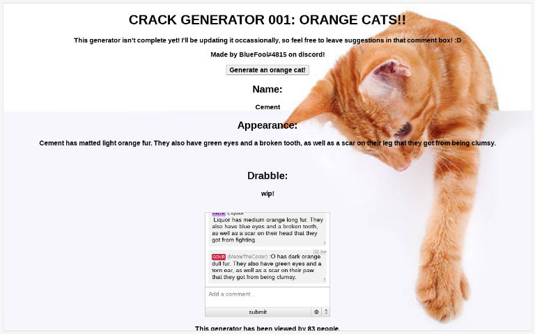 CRACK GENERATOR 001: ORANGE CATS!!