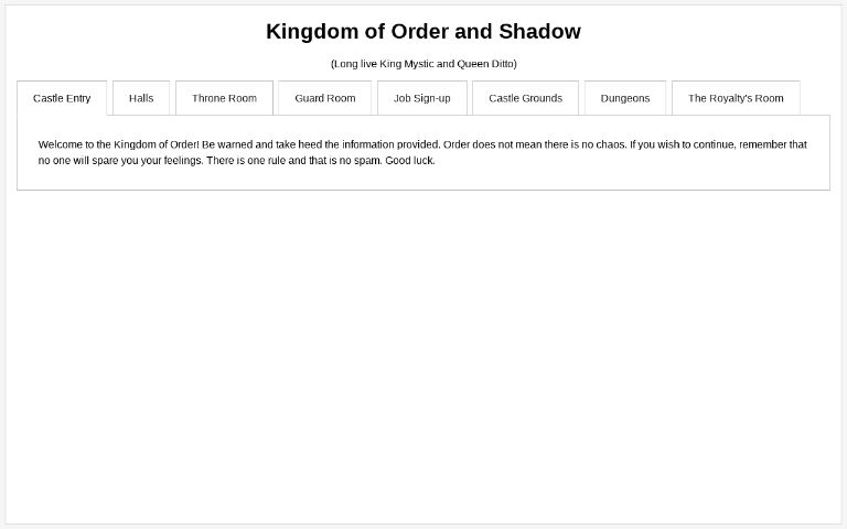 Kingdom of Order and Shadow ― Perchance Generator