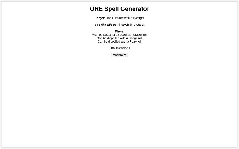 ORE Spell Generator