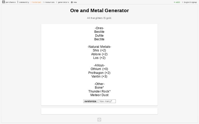 Ore and Metal Generator