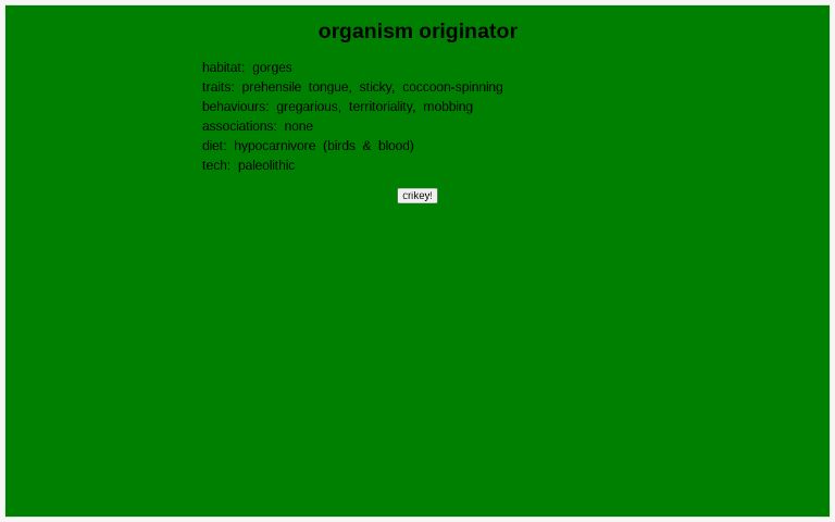 organism originator ― Perchance Generator