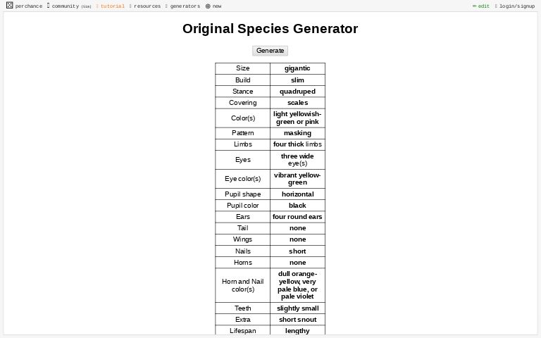 Original Species Generator